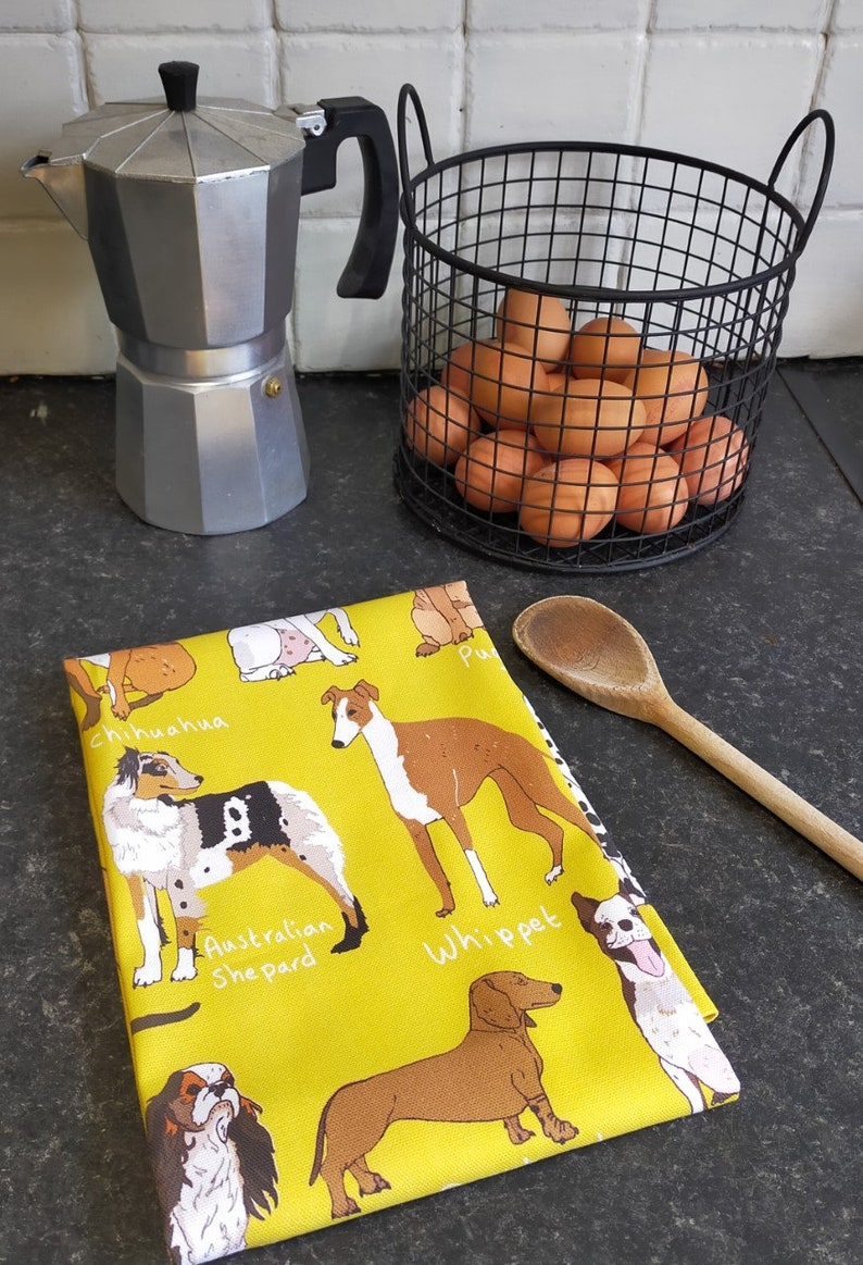 Dog Tea Towel. Hand Drawn Illustrations of Dogs to Identify Different ...