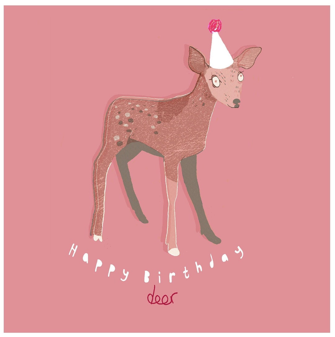 Birthday Card Deer. - Etsy