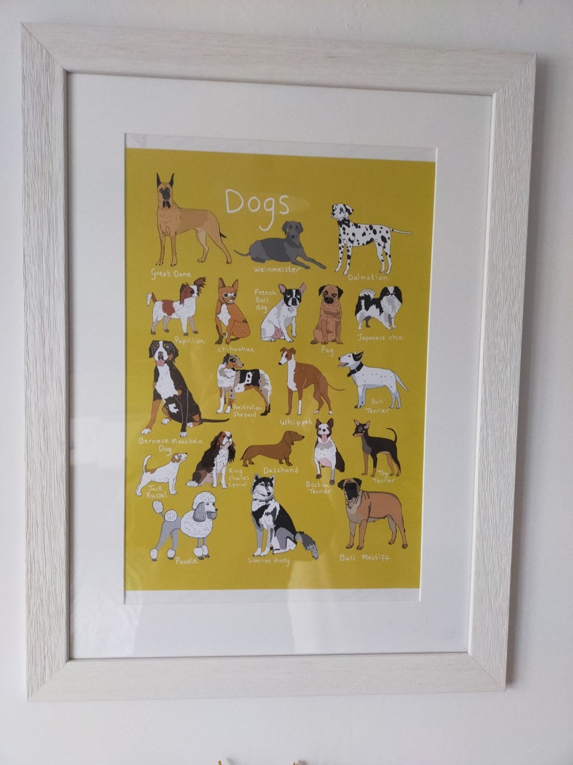 Illustrated Dog Print A3 - Etsy