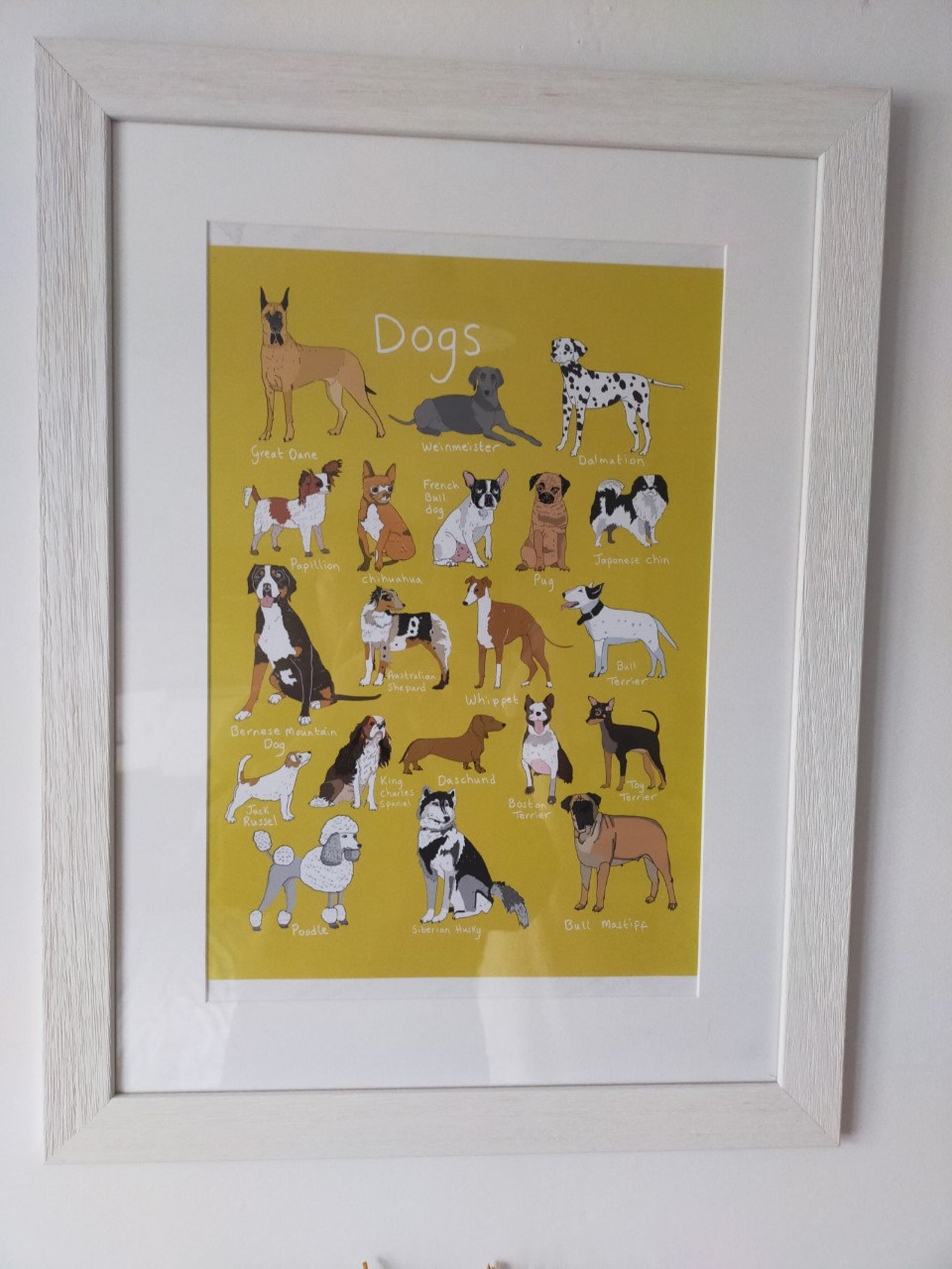 Illustrated Dog Print A3 - Etsy