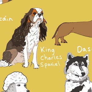 Illustrated Dog Print A3 - Etsy