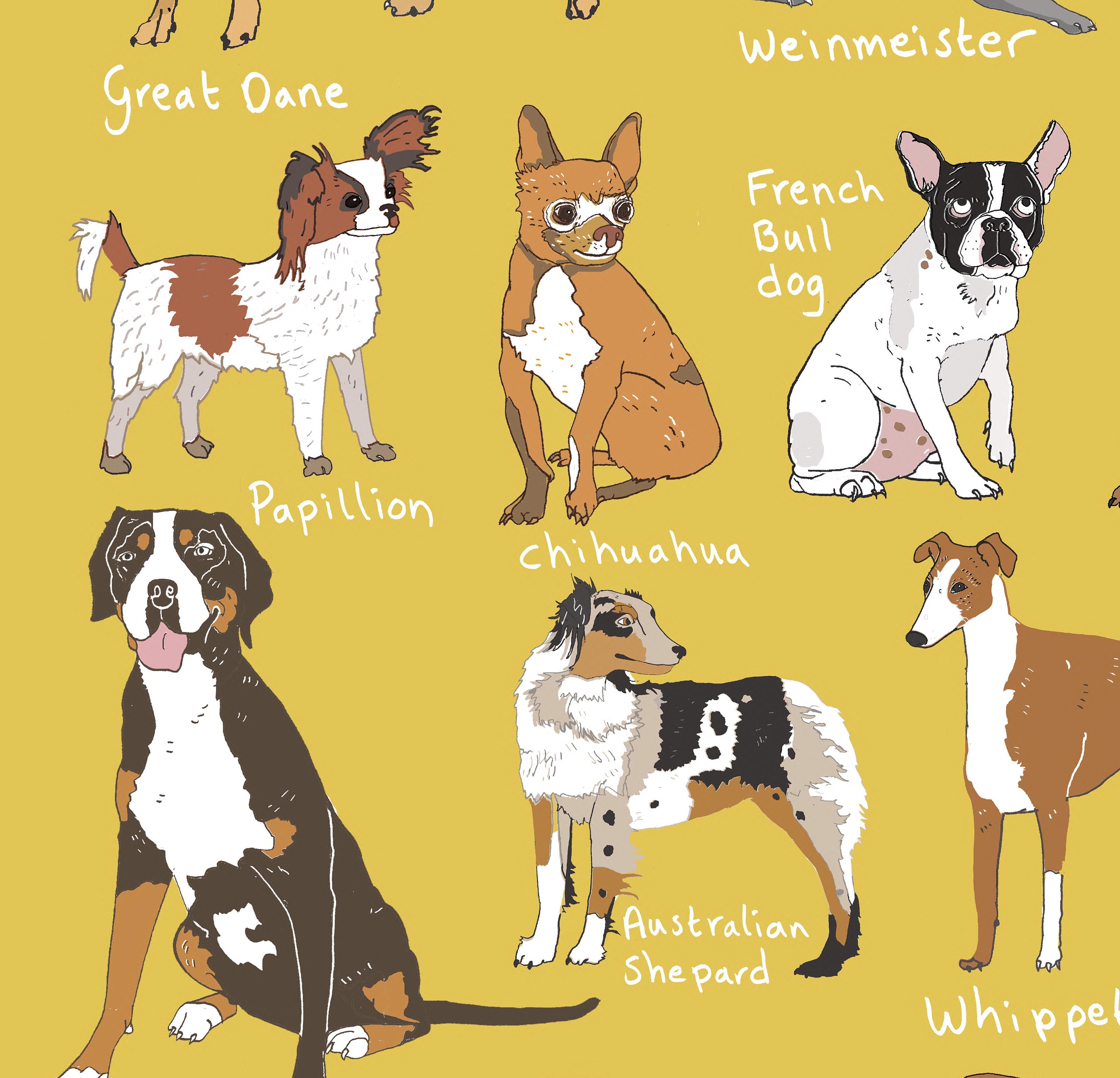 Illustrated Dog Print A3 - Etsy