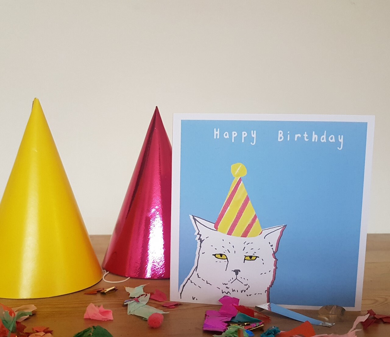 White Cat Birthday Card - Etsy
