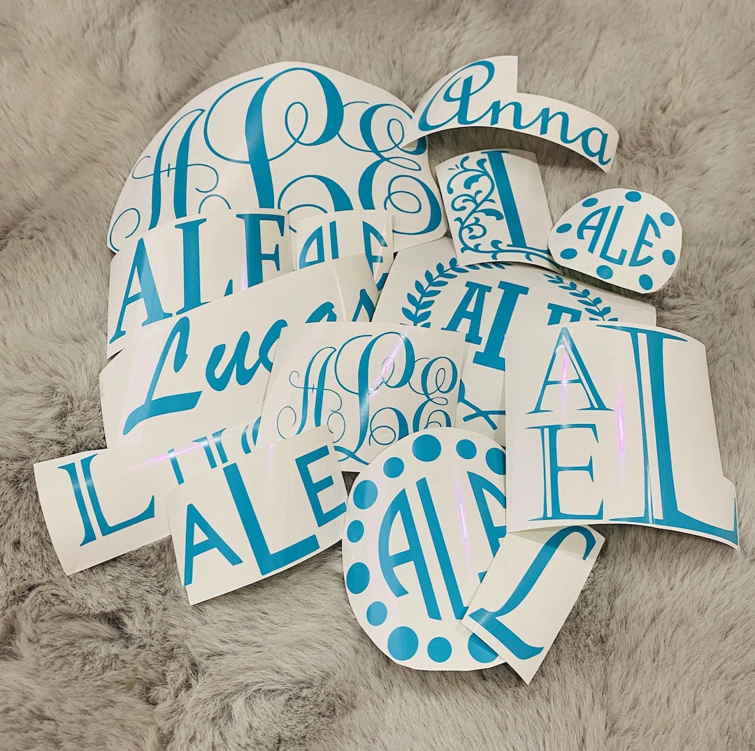 Custom Monogram Decal Sticker Lot/pack I 14 Custom Monogram Stickers I ...