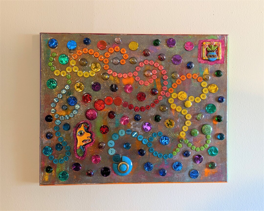Large Resin Mixed Media Collage, "prismatic" - Etsy