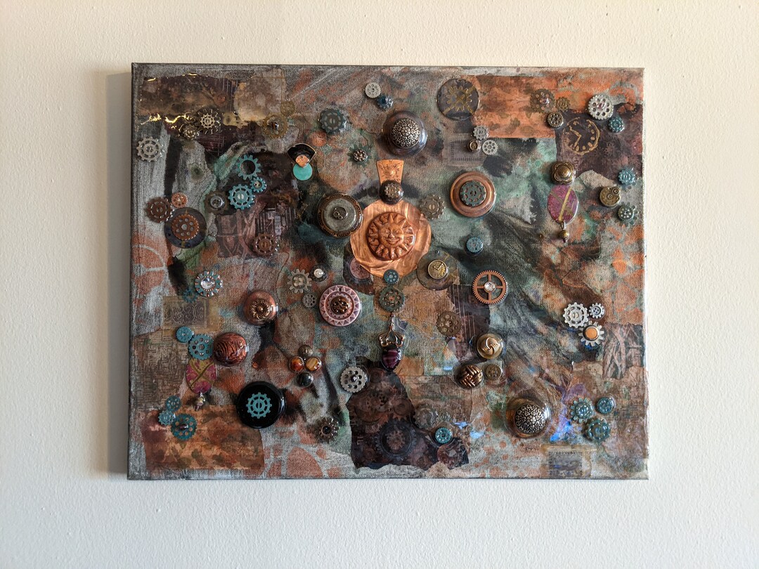 Large Resin Mixed Media Collage, "floating in the Machine" - Etsy