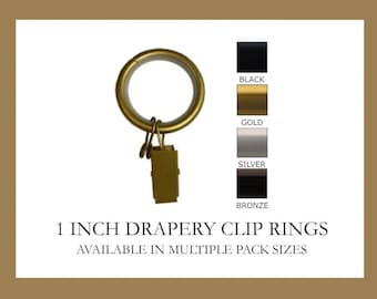 1-1/2 Black Curtain Drapery Metal Rings With Eyelet for 1 Rod Pack of ...