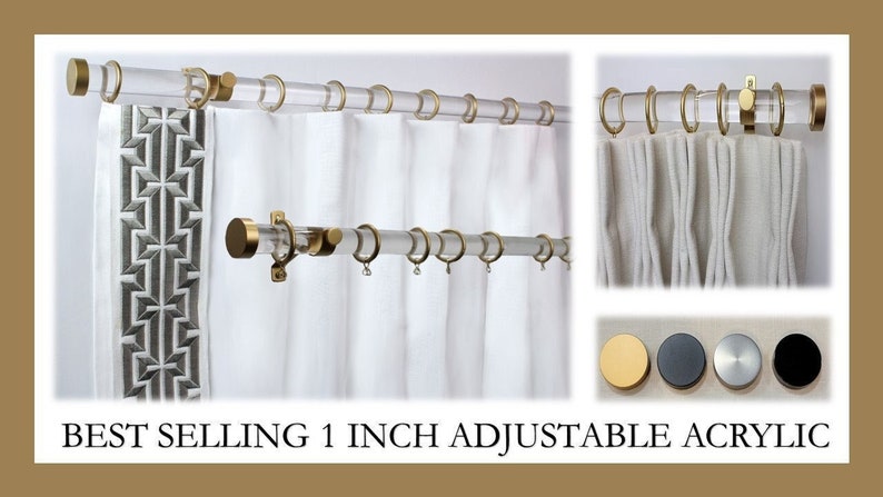 Acrylic Lucite 1 Inch Round Drapery Rod Set Includes Curtain - Etsy