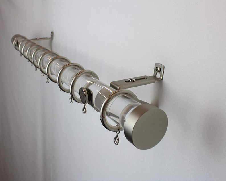 Acrylic Lucite 1 Inch Round Drapery Rod Set - With Custom Cut Curtain ...