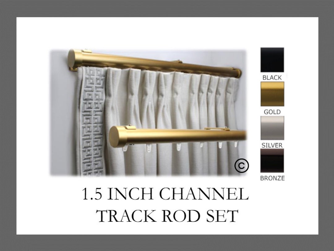 Traversing Channel Track 1.5 Inch Round Drapery Rod Set -includes ...