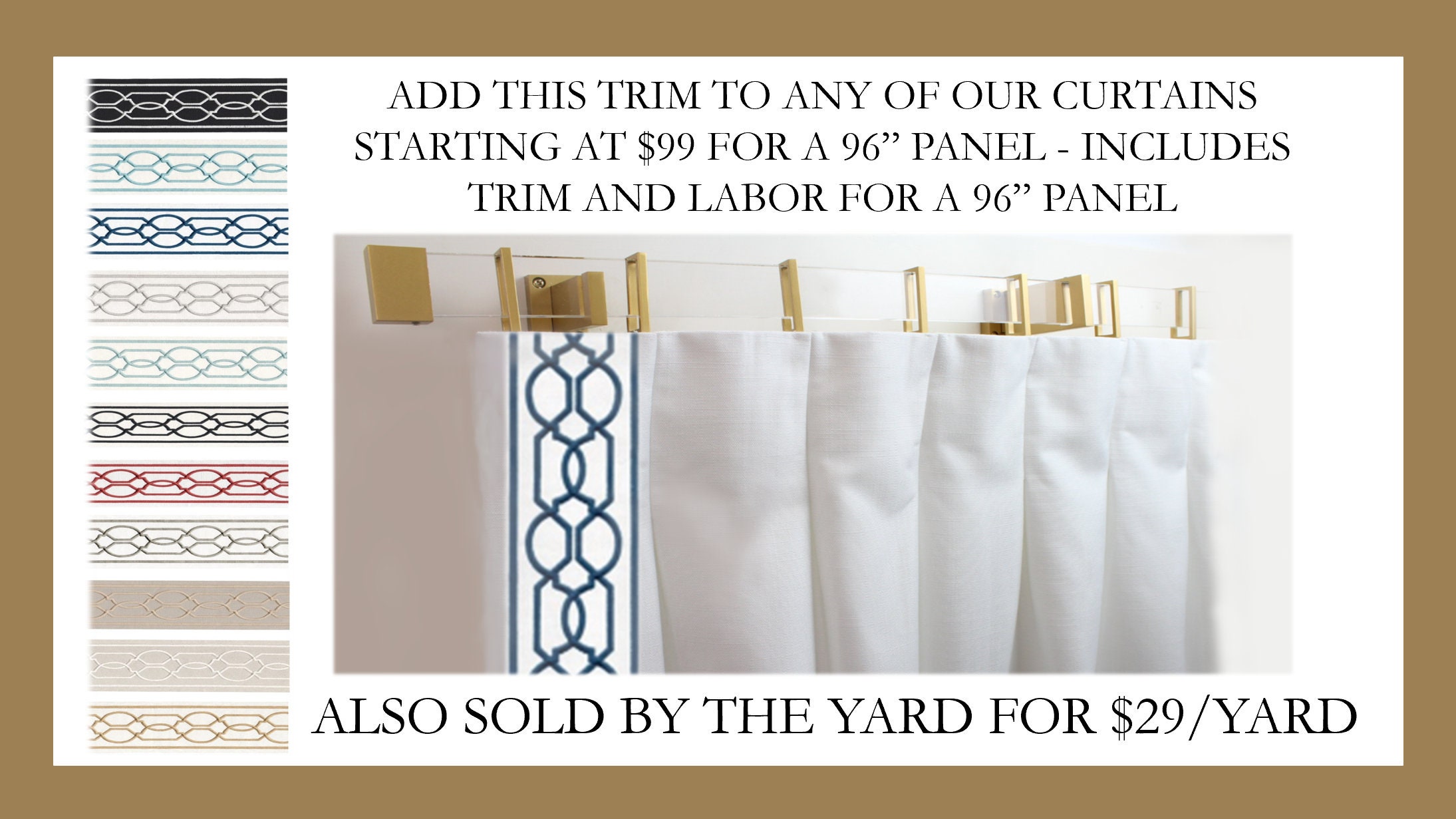 4 Inch Decorative Trim by the Yard 11 Colors Available - Etsy