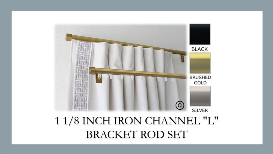 Traversing Channel Track 1 1/8 Inch Round Drapery Rod Set- Includes ...