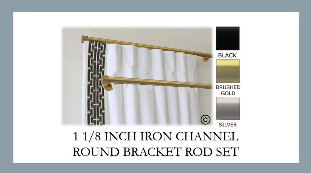 Traversing Channel Track 1 1/8 Inch Round Bracket Drapery Rod Set ...