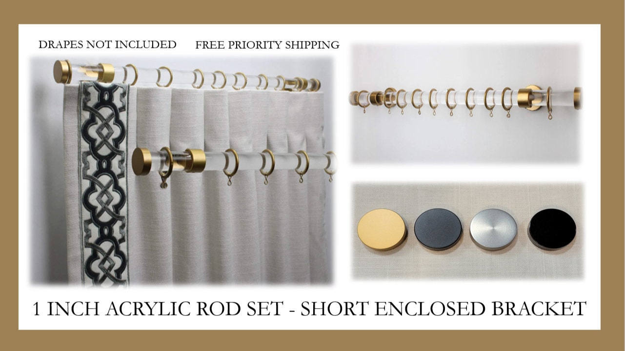 Acrylic Lucite 1 Round Drapery Rod Set-includes Curtain - Etsy