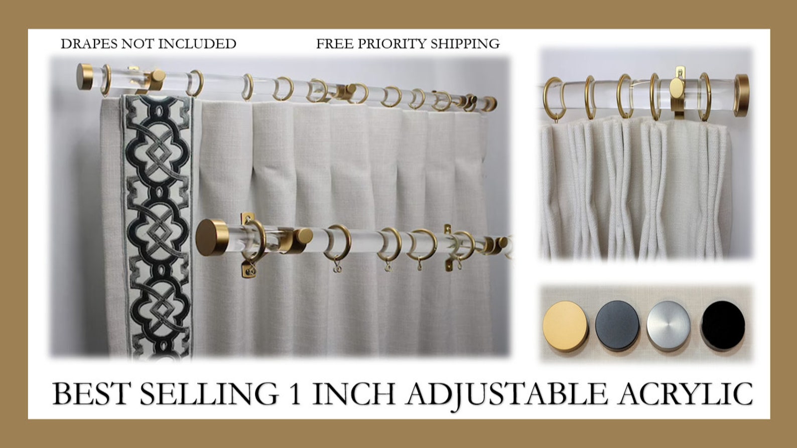 Acrylic Lucite 1 Inch Round Drapery Rod Set Includes Curtain - Etsy