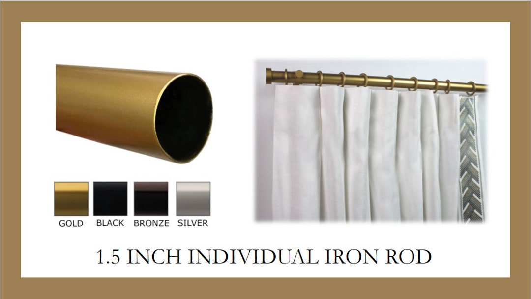 1.5 Inch Diameter Iron Drapery Rod-customizable to ANY Width-available ...