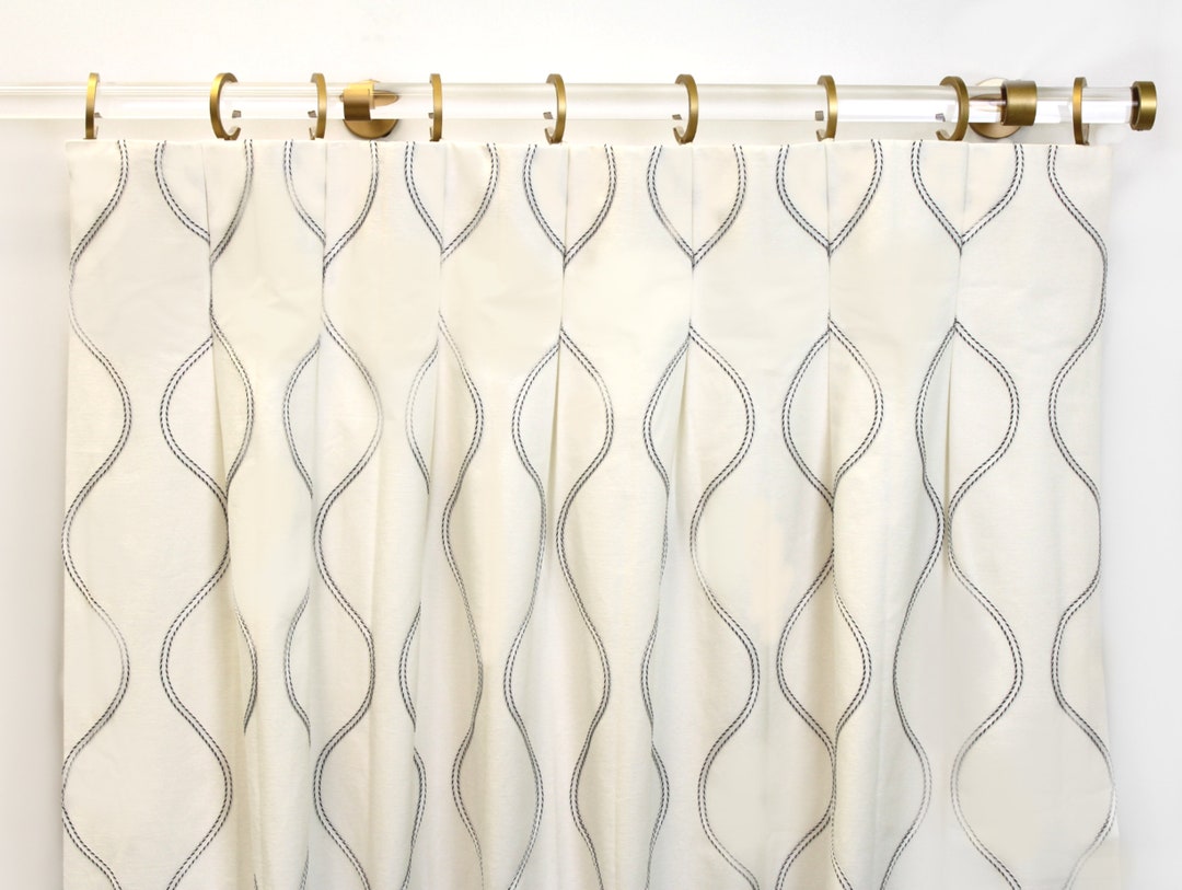 Ready Made Inverted Pleat Embroidery Drapery Panel With Cotton Lining 1 ...