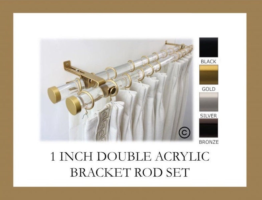 Acrylic Lucite 1 Inch Round Drapery Rod Set - Includes Curtain Rods ...