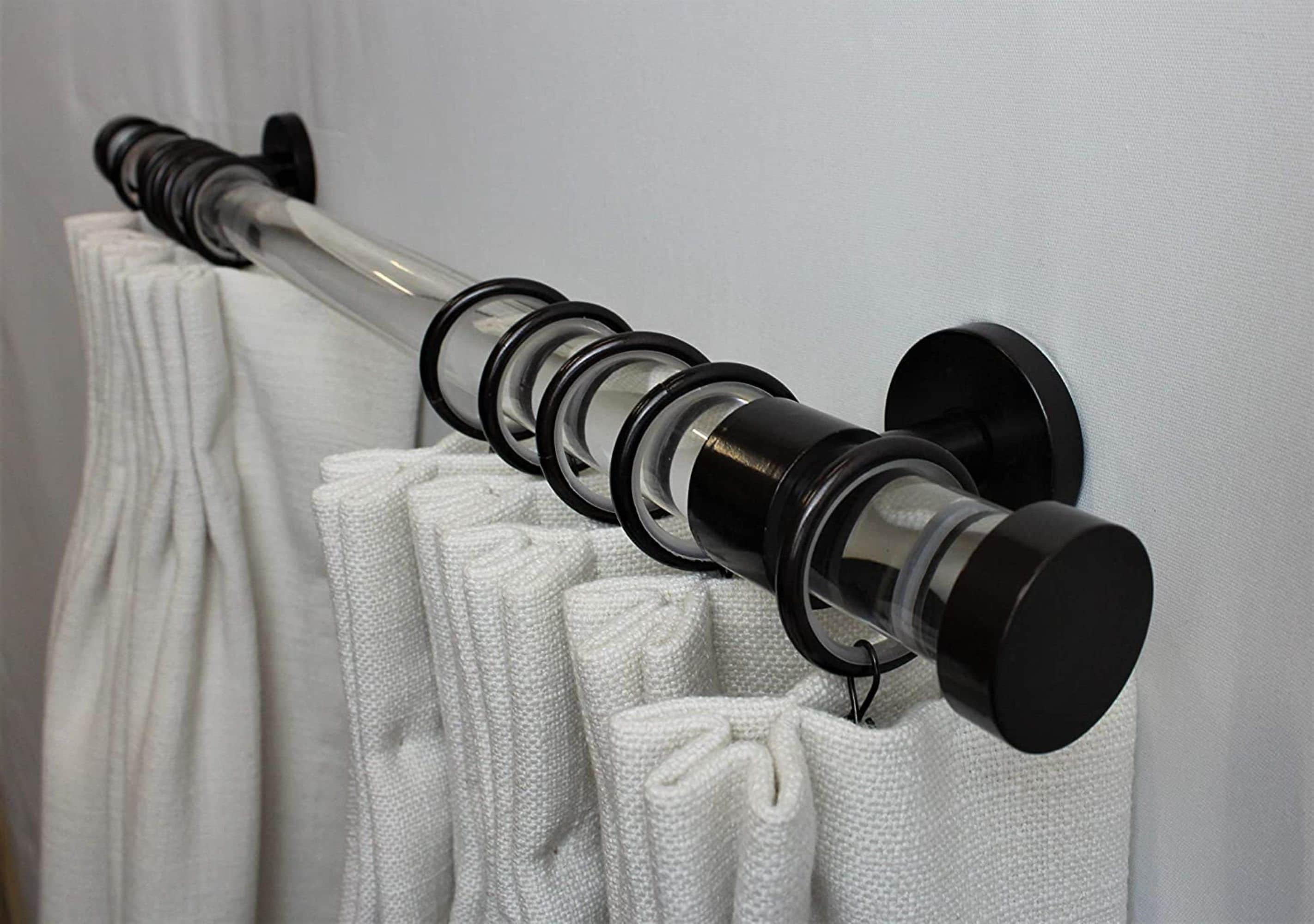 Acrylic Lucite 1" Round Drapery Rod Set - Includes Curtain Rod, Short ...