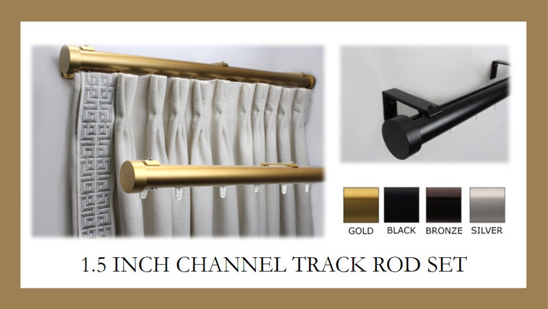 Traversing Channel Track 1.5 Inch Round Drapery Rod Set includes ...