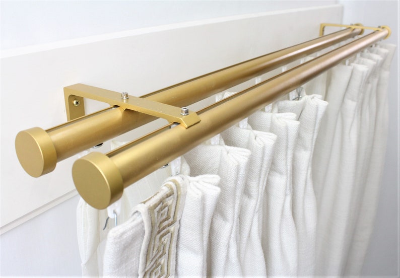 Double Channel Track 1 Inch Round Drapery Rod Set Includes - Etsy