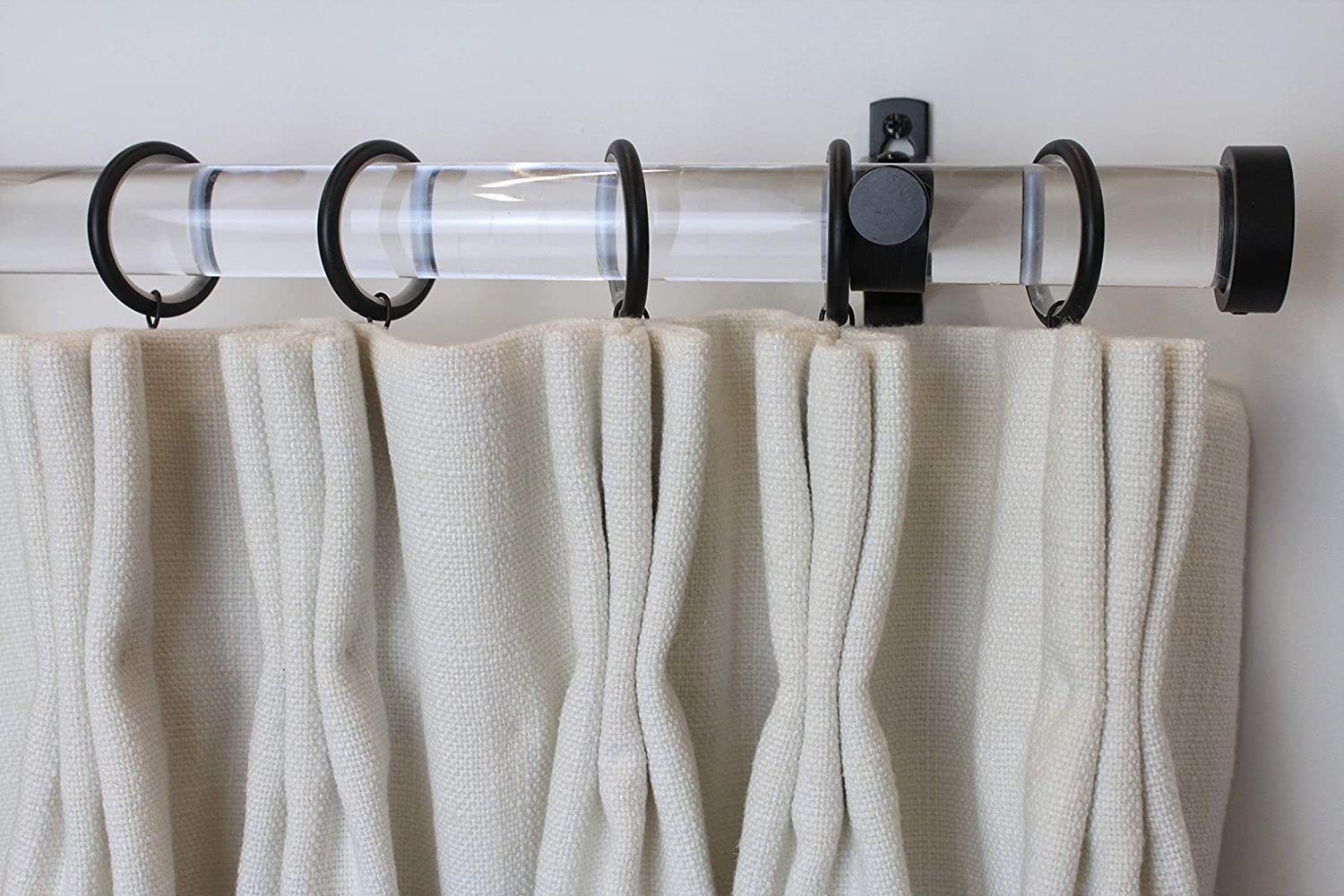 Acrylic Lucite 1 Inch Round Drapery Rod Set - With Custom Cut Curtain ...