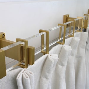 Acrylic Lucite Rectangular Curtain Rod Set Gold Includes - Etsy