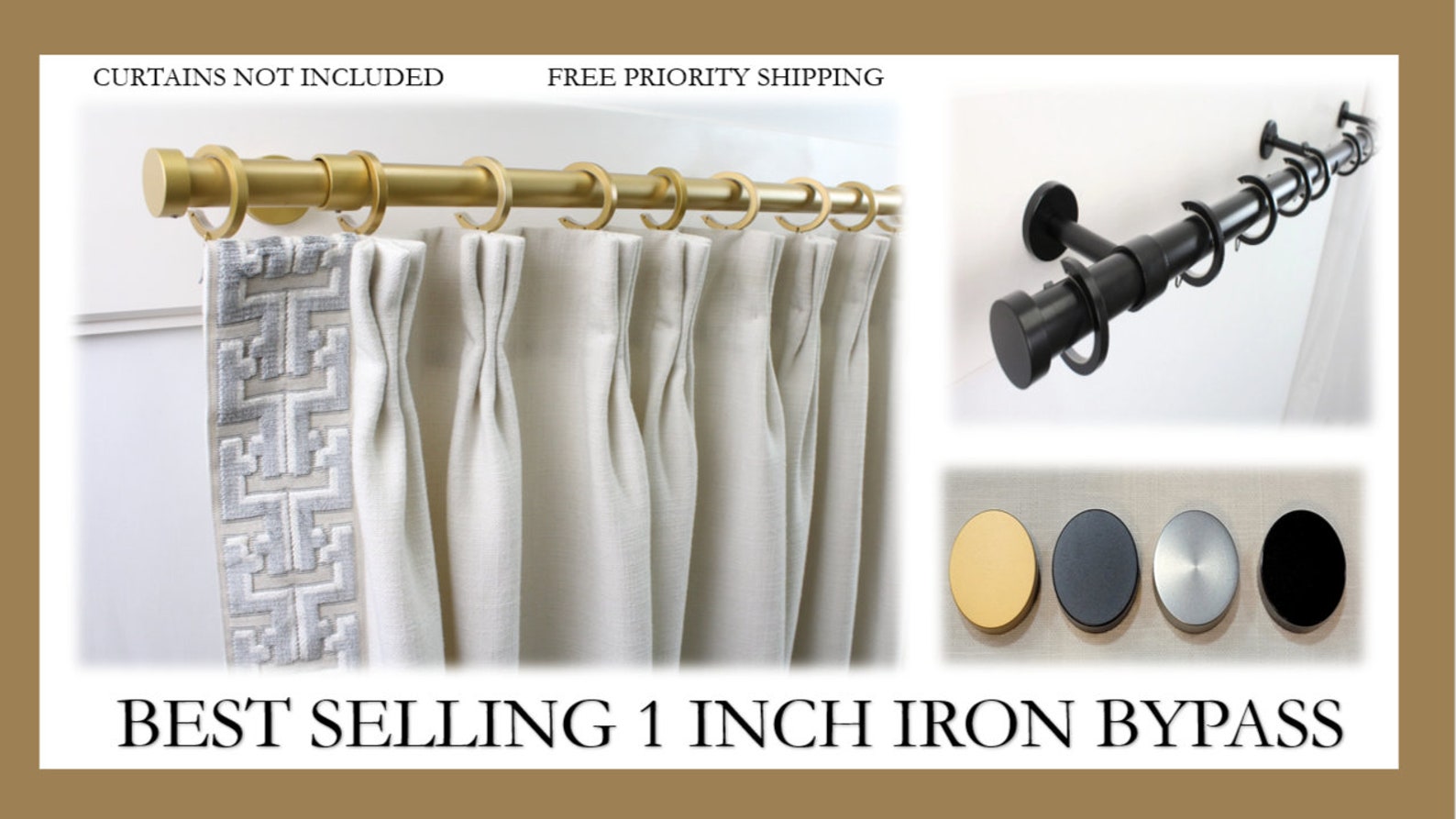 Iron 1 Inch Round Drapery Rod Set Includes Curtain Rod - Etsy