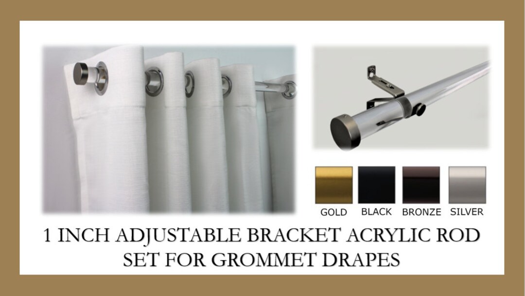 Acrylic Lucite 1 Inch Round Drapery Rod Set includes Rod, Adjustable ...