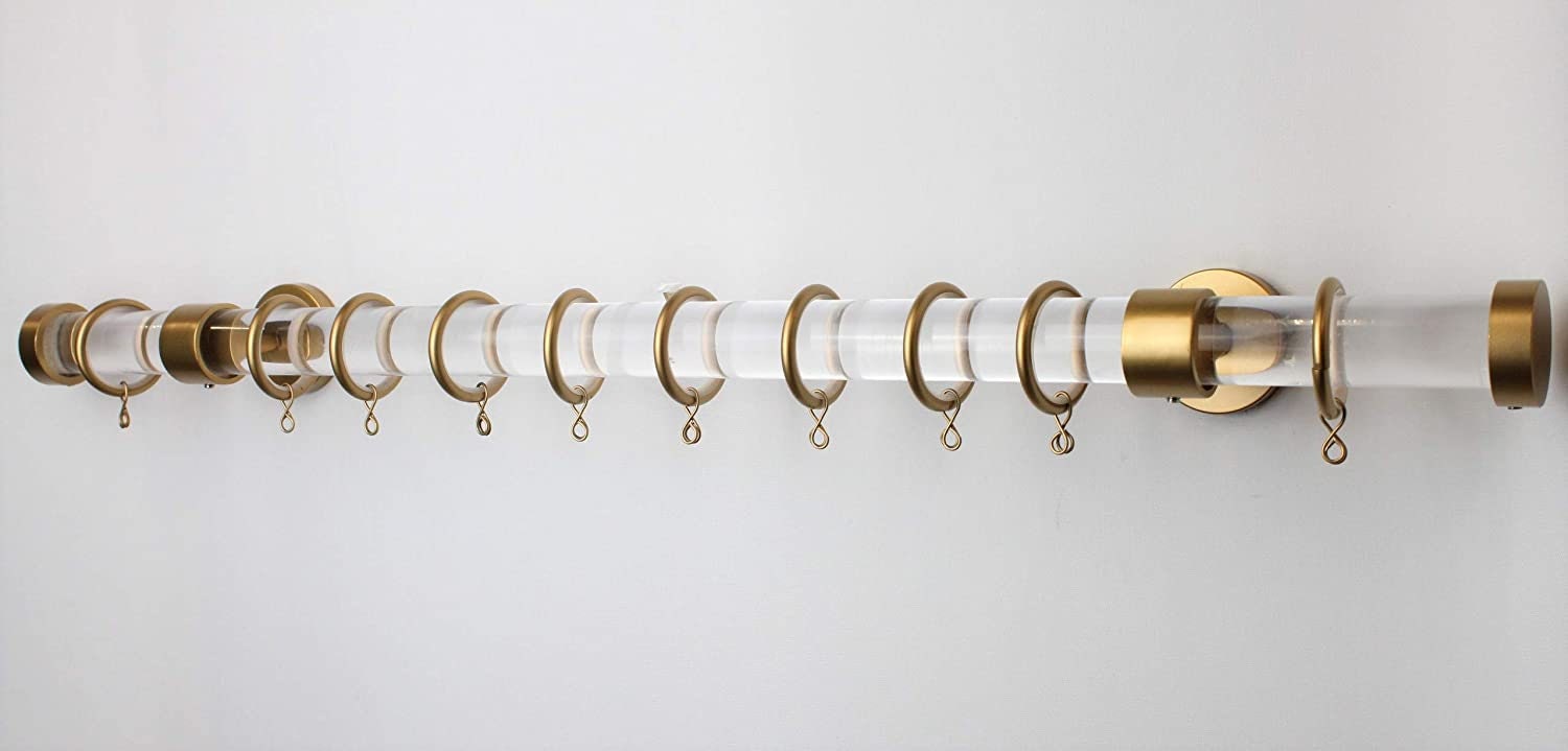 Acrylic Lucite 1" Round Drapery Rod Set - Includes Curtain Rod, Short ...