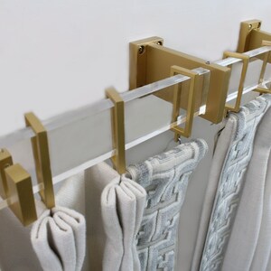Acrylic Lucite Rectangular Curtain Rod Set Gold Includes - Etsy