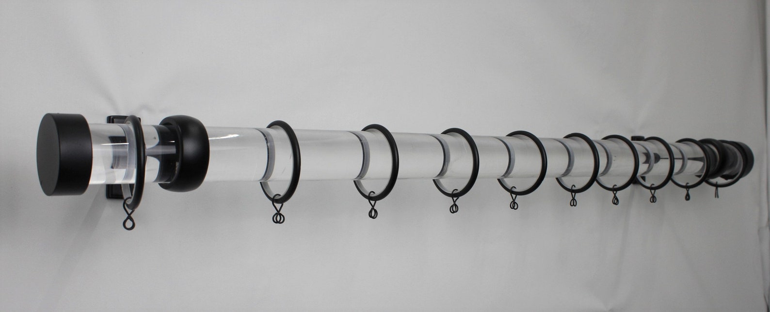 Acrylic Lucite 1.5" Round Drapery Rod Set-includes Curtain Rod, Long ...