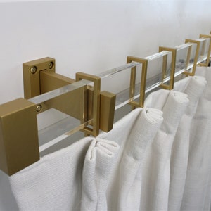 Acrylic Lucite Rectangular Curtain Rod Set Gold Includes - Etsy