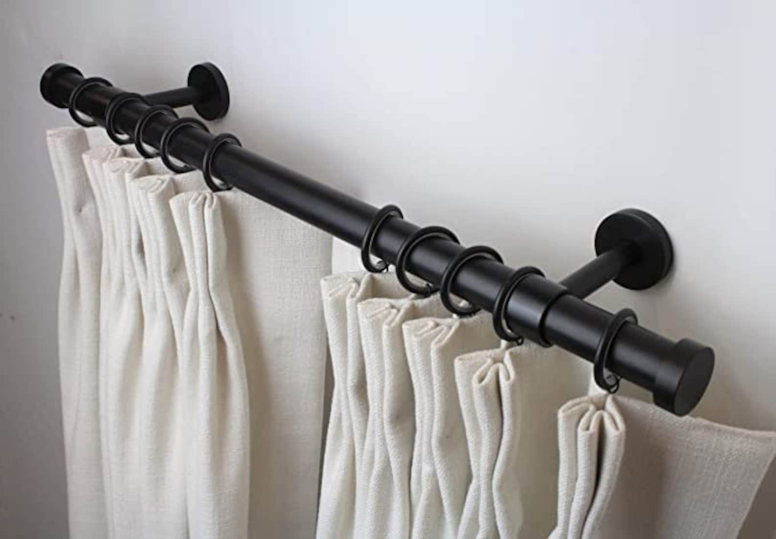 Iron 1 Inch Round Drapery Rod Set- Includes Curtain Rod, Long Enclosed ...