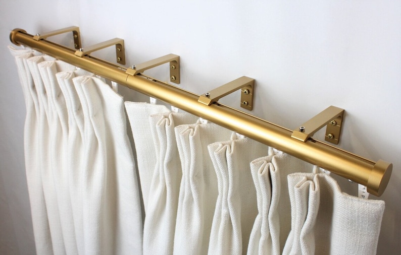 Traversing Channel Track 1 Inch Round Drapery Rod Set- Includes Curtain ...