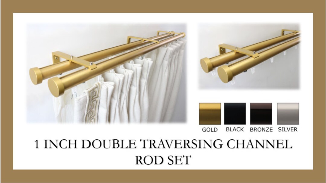 Double Channel Track 1 Inch Round Drapery Rod Set Includes - Etsy