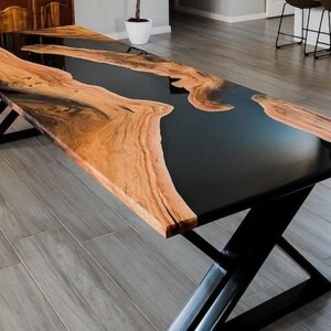 Custom Order Black Epoxy Resin River Dining Table, Personalized Home ...