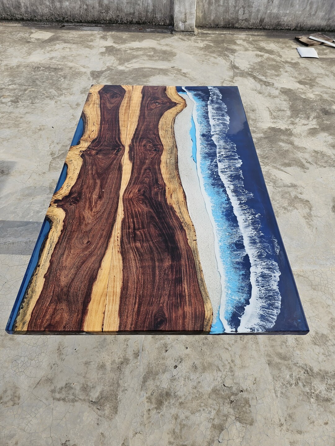 Custom Epoxy Table Epoxy Dining Table Top Ocean Design Epoxy River ...