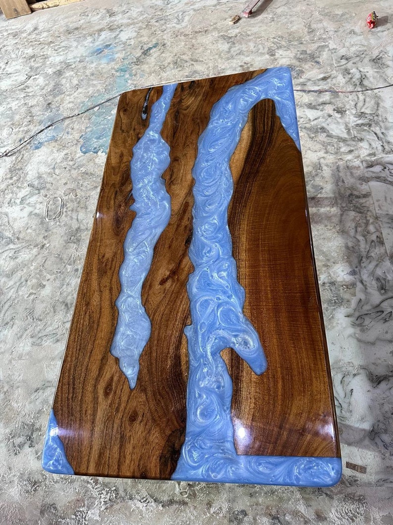 Custom River Epoxy Table, Live Edge Epoxy River Table, Dining Room Wood ...