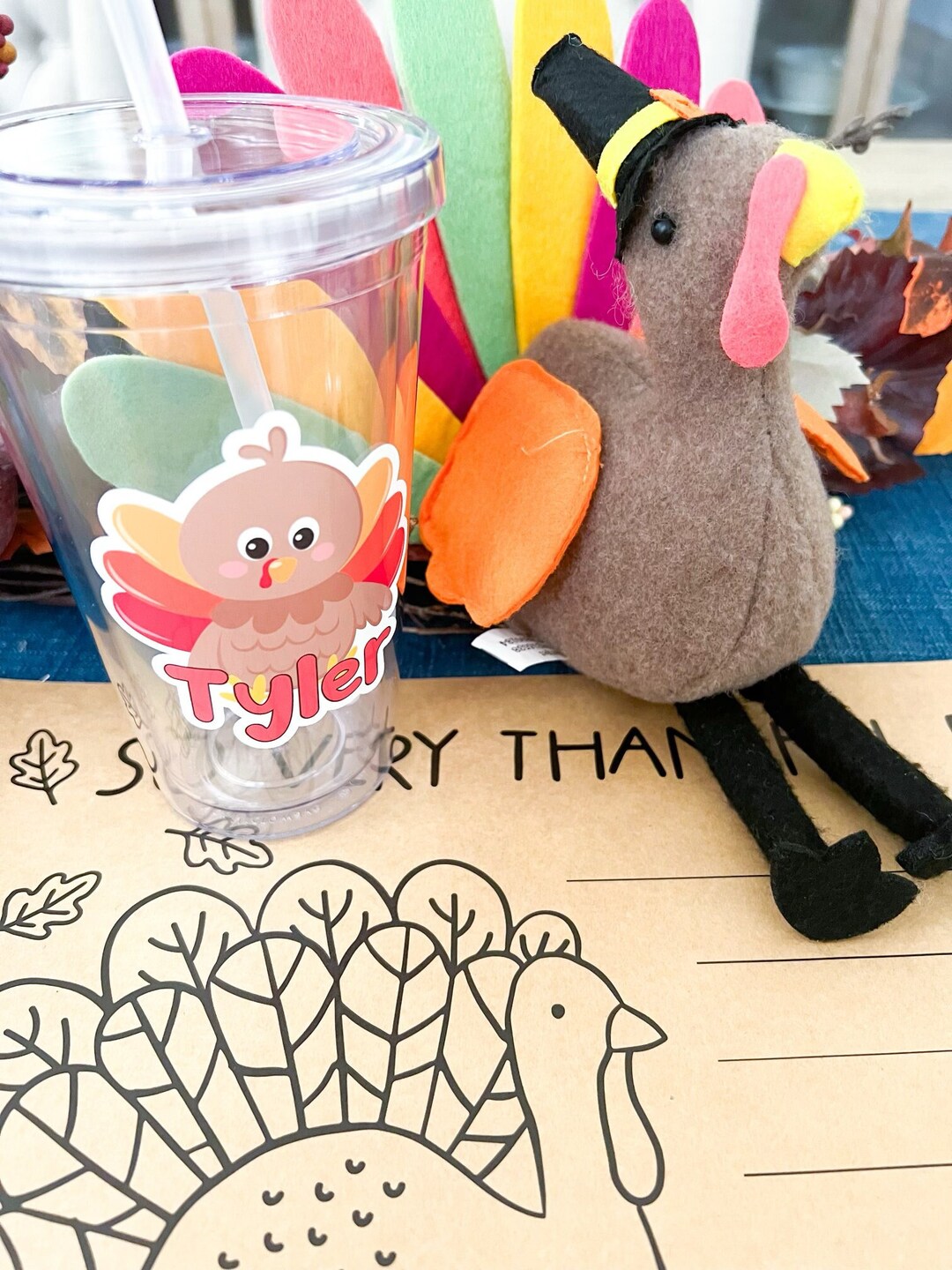 Thanksgiving Cups for Kids Table Personalize Clear Tumblers ...