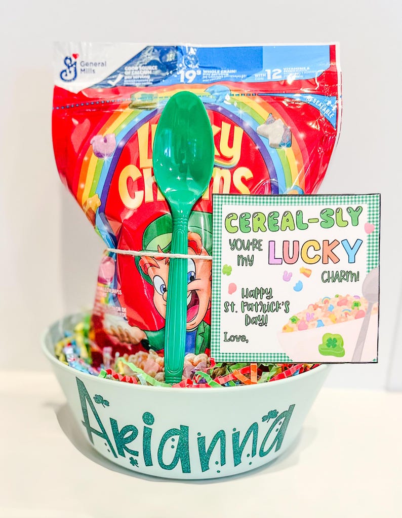 St. Patrick's Day Breakfast Set: Personalized Cereal Bowl, Lucky Charms ...