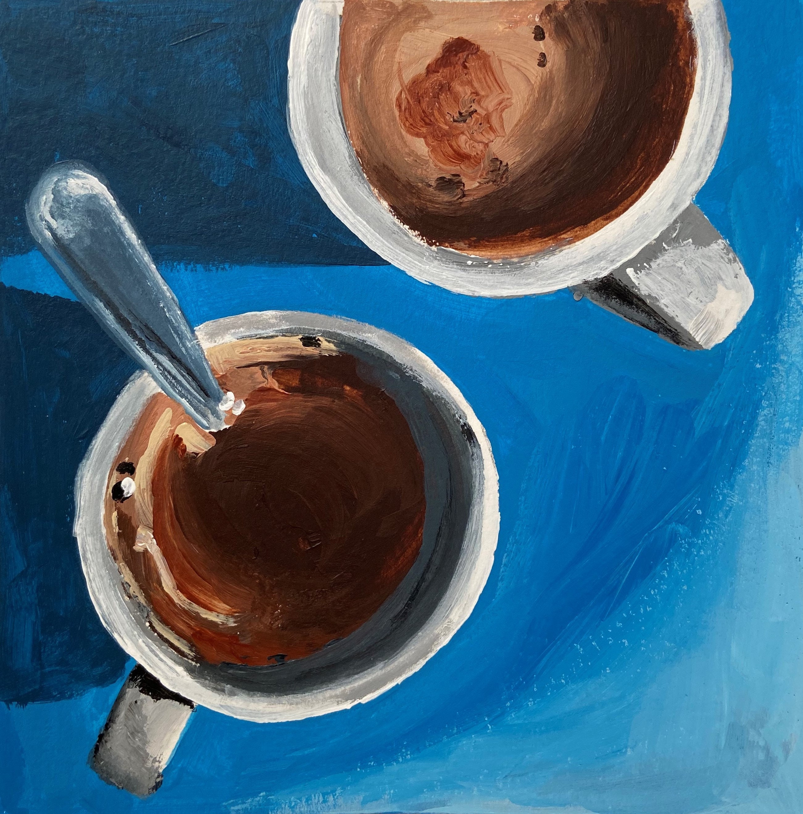 Coffee Blue Acrylic Painting Print - Etsy