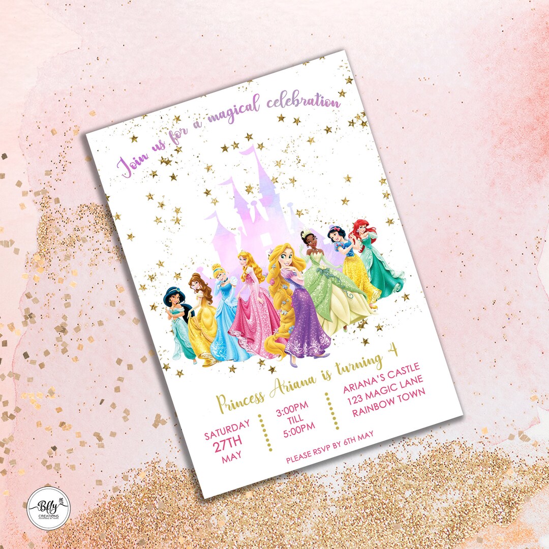 Princess Birthday Party Invitation, Editable Digital Download ...