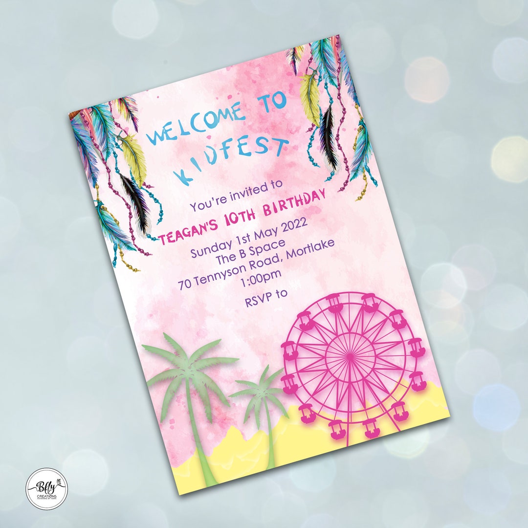Kidfest! Festival Themed Birthday Invitation, Editable Digital Download ...