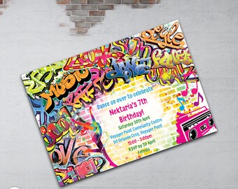 Graffiti Party Invitation Printable Graffiti Birthday Invite Instant ...