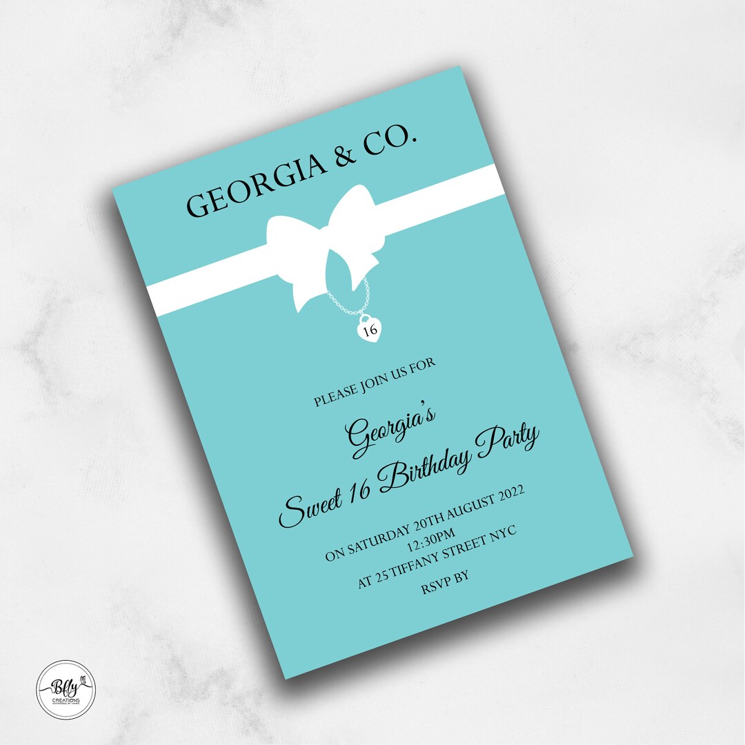 Tiffany Themed Invitation, Editable Digital Download Invitation, 16th ...