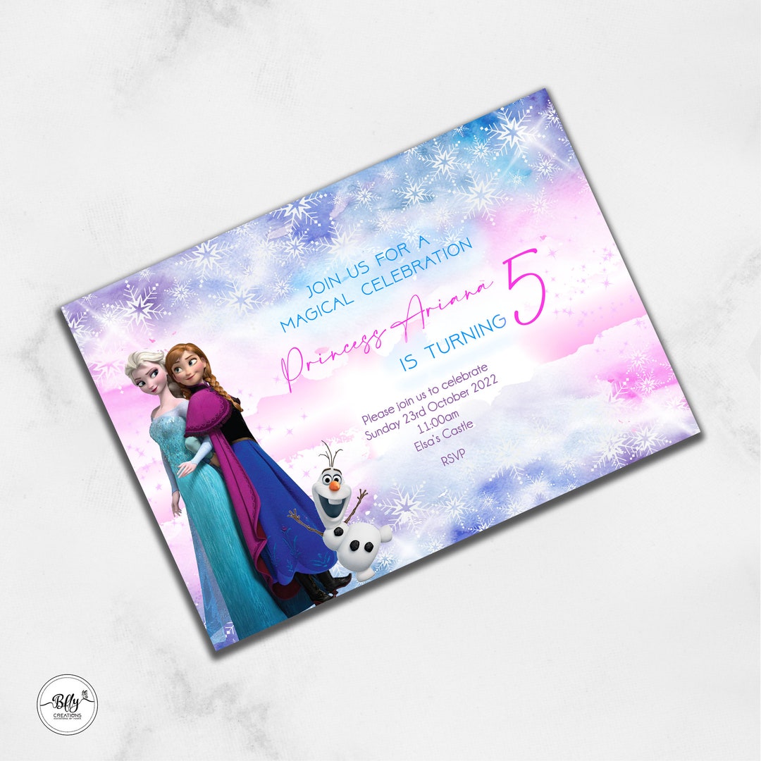Frozen Ana & Elsa Themed Birthday Invitation, Editable Digital Download ...