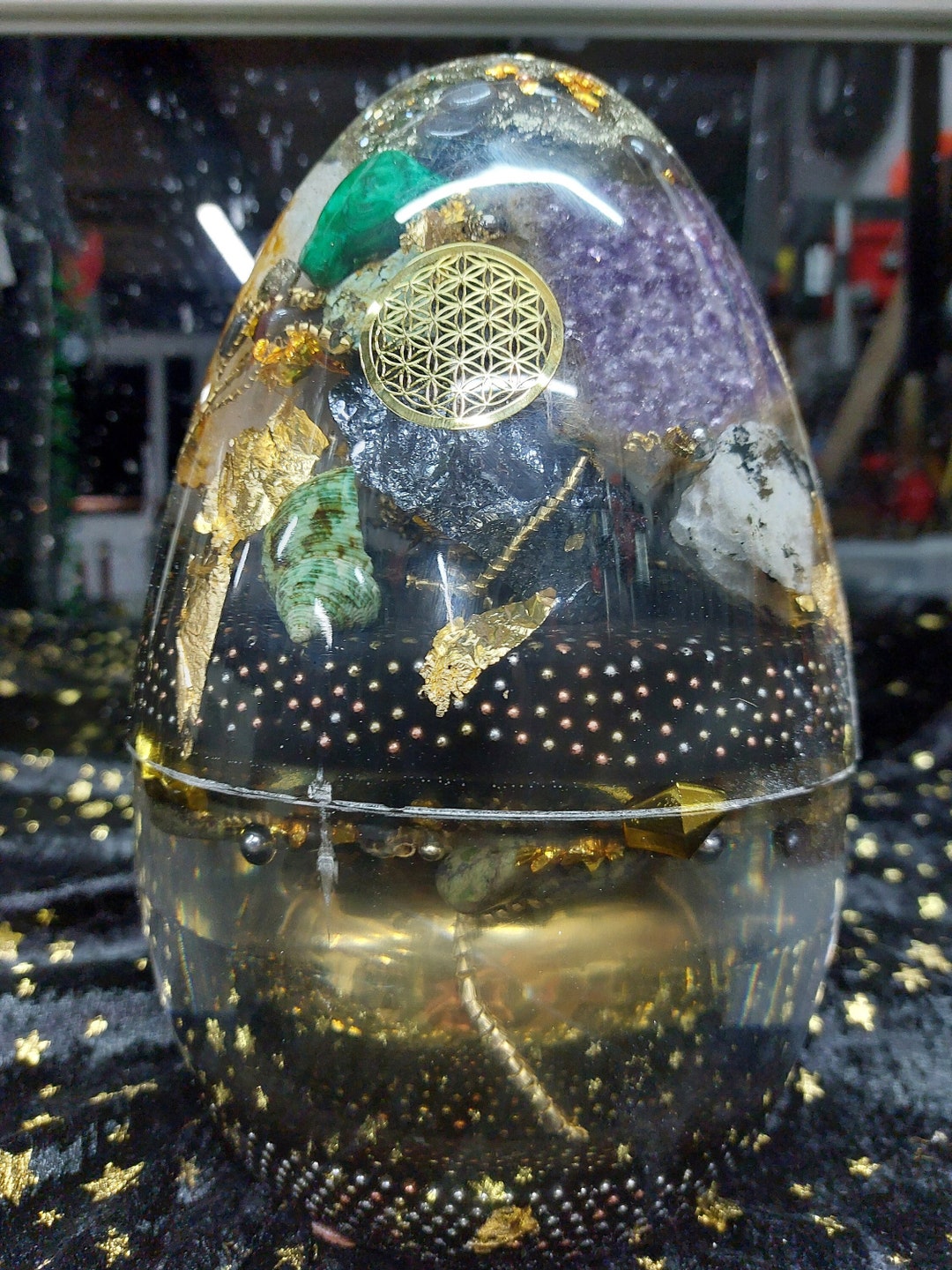 Chembuster Orgonite Energy Super Power Egg Black-gold XXL - Etsy