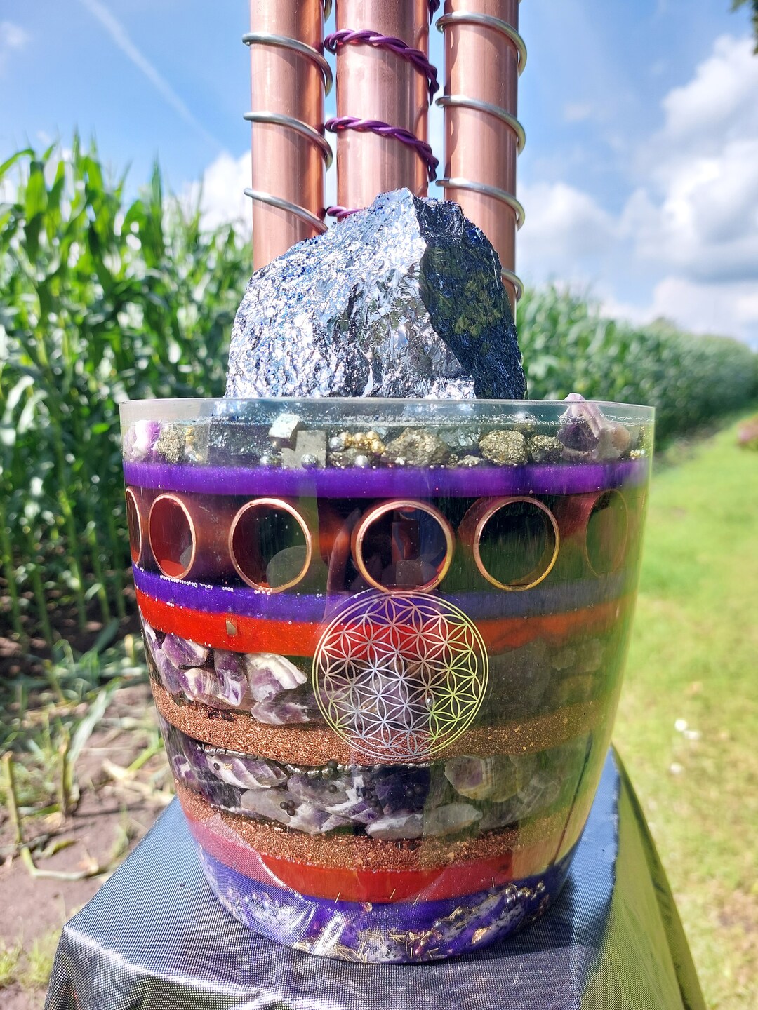 Chembuster Orgonite Hexagon Pyramid Sky Guardian 5G Fighter Purple Star ...