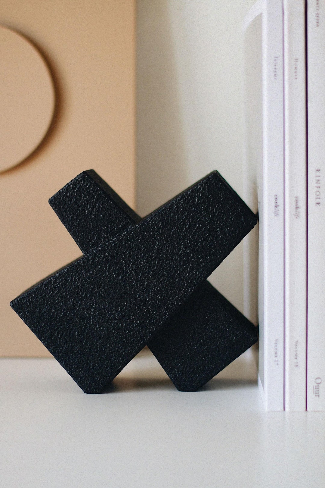 Concrete Texture Modern Decorative Bookend , Minimalist Industrial Book ...